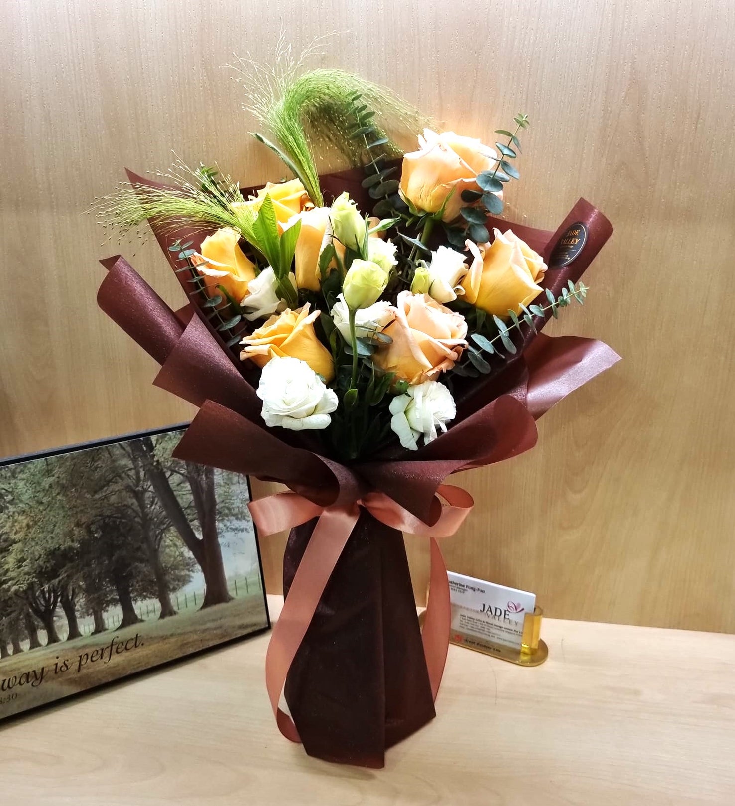 Rose Bouquet | Pastel Peach Roses | V35– Jade Valley Gifts & Floral ...