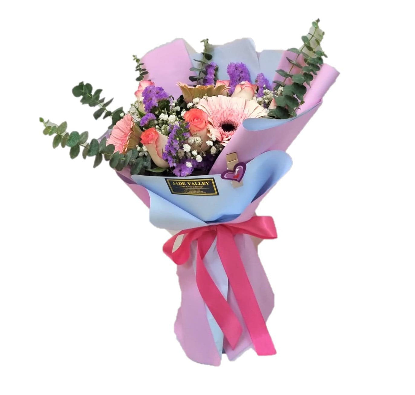 Roses & Gebera Daisies Fresh Cut Bouquet | V36– Jade Valley Gifts & Floral Design Centre